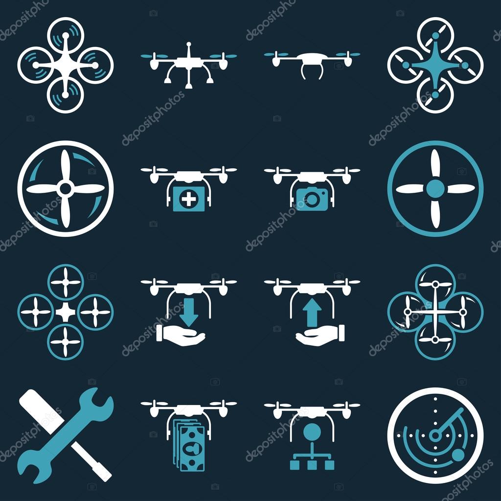 Flying drone flat bicolor icons Stock Vector by ©ahasoft 80374126