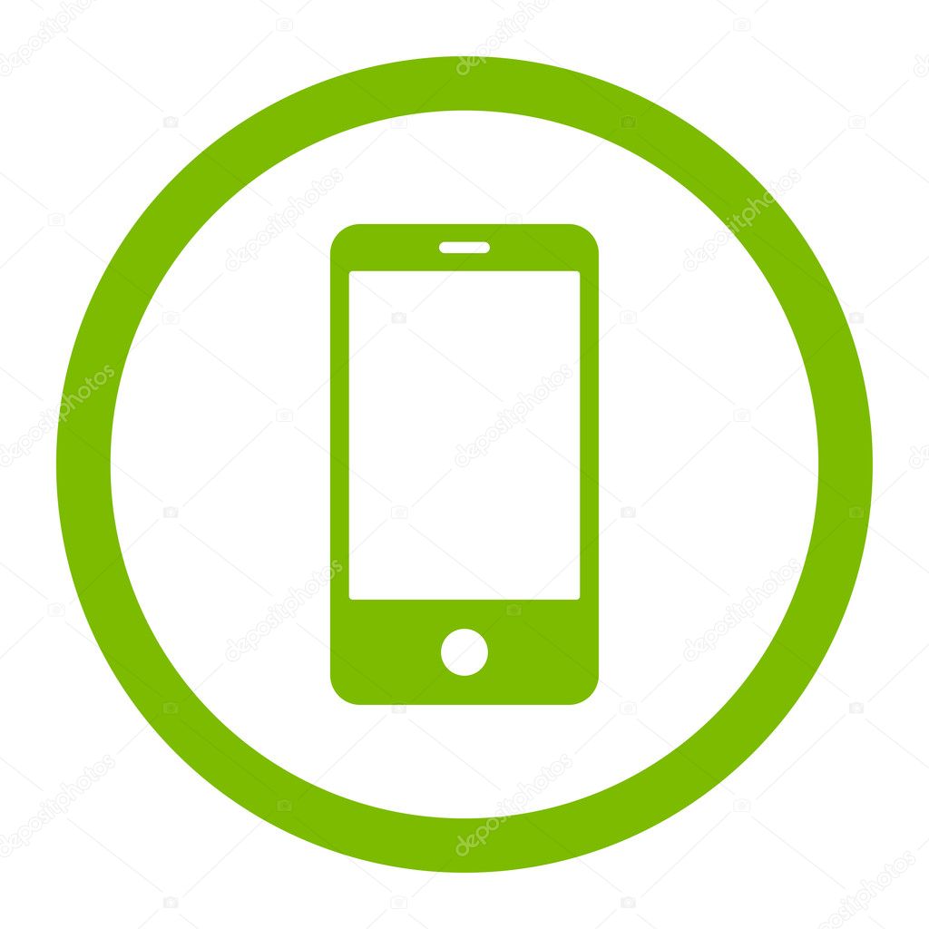 Smartphone flat eco green color rounded raster icon — Stock Photo ...