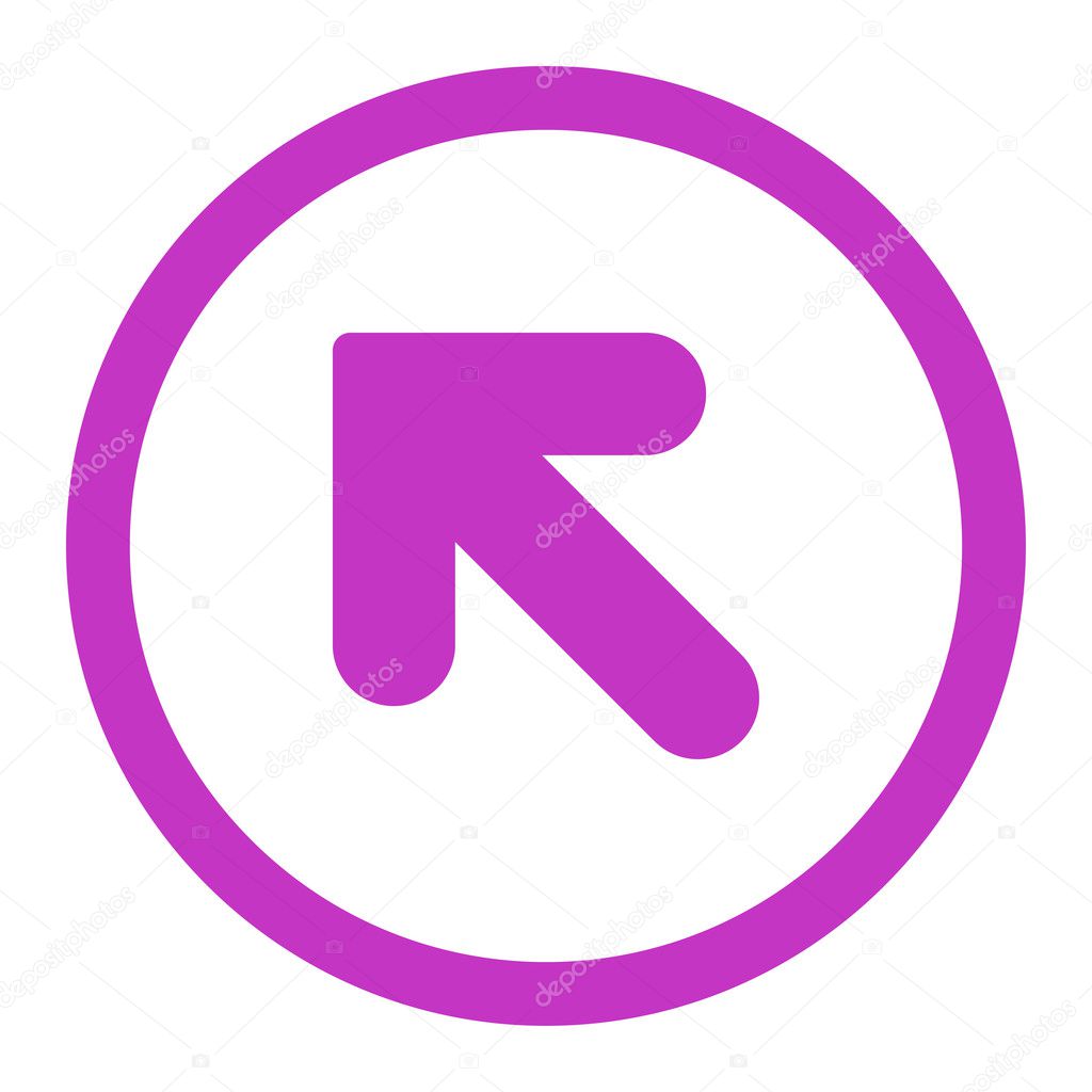 Arrow Up Left flat violet color rounded raster icon — Stock Photo ...