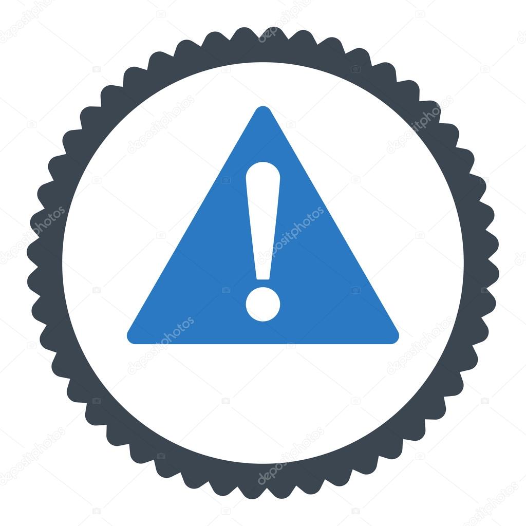 Warning flat smooth blue colors round stamp icon Stock Vector Image by ...
