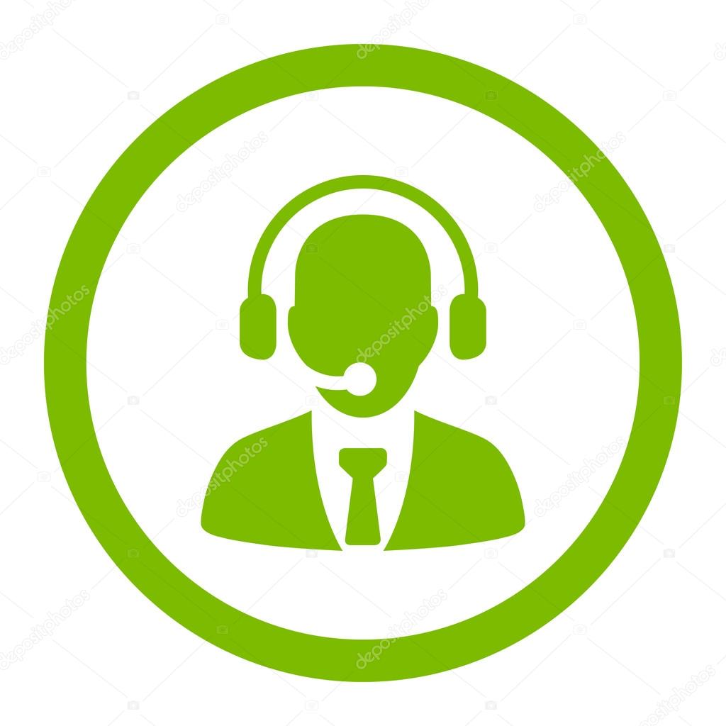 Icon: call center green | Call center flat eco green color rounded ...