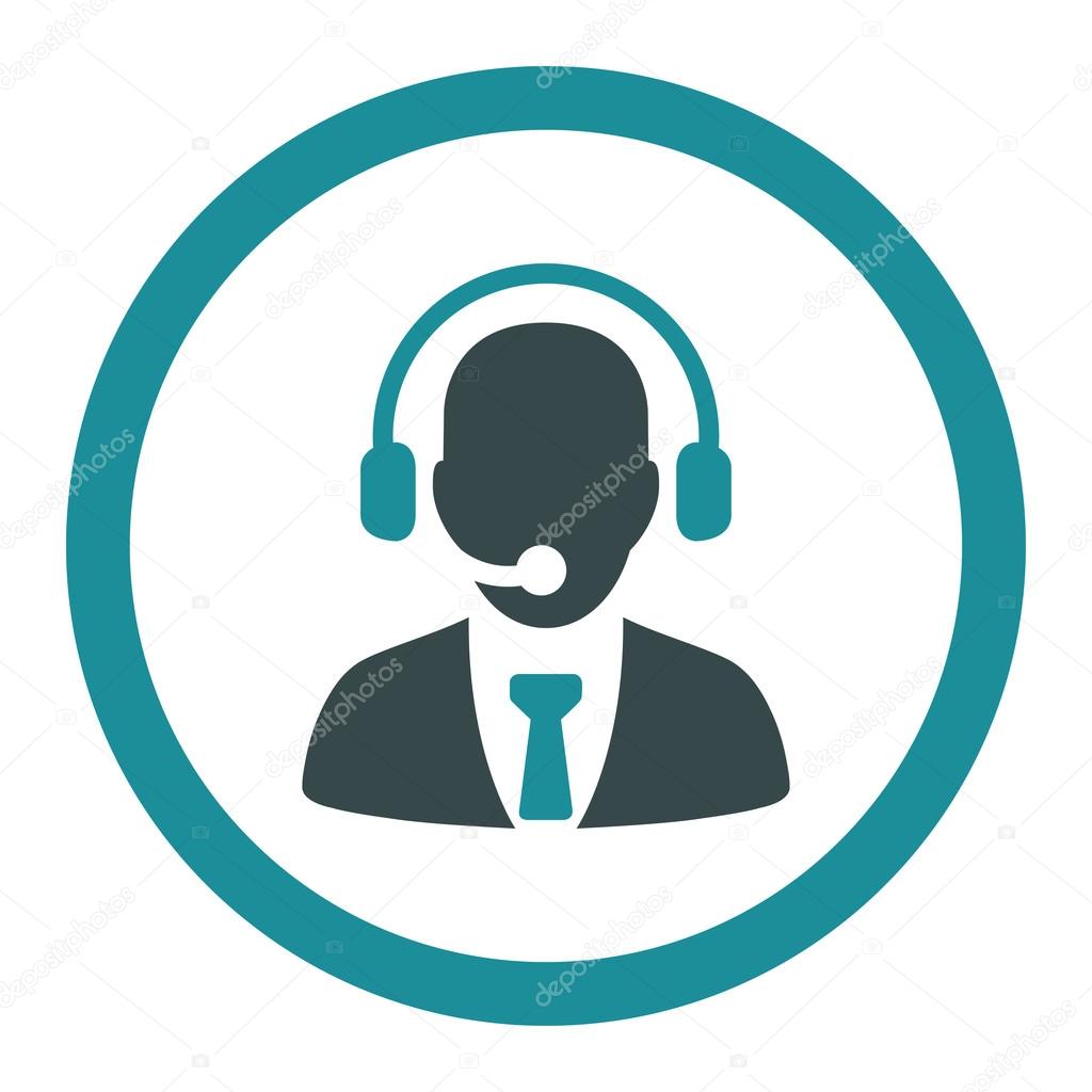 Call center planos suaves colores azules redondeados icono de vector 2024
