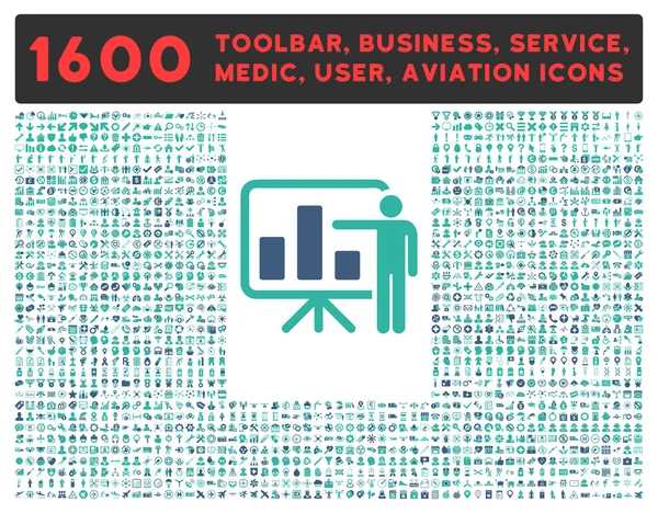 Presentation Icon with Large Pictogram Collection Stock Vector Image by ...