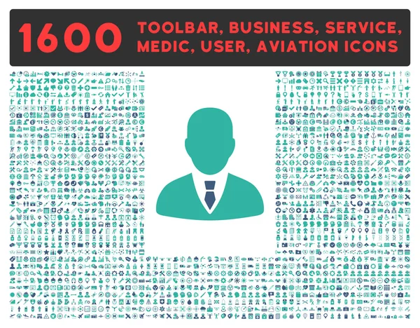 Manager Icon with Large Pictogram Collection Stock Vector Image by ...