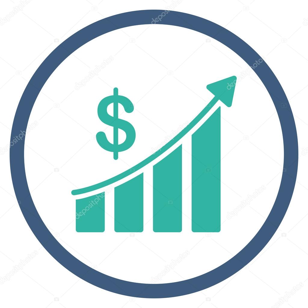 Gráfico de barras de ventas un círculo icono — Vector de stock ...