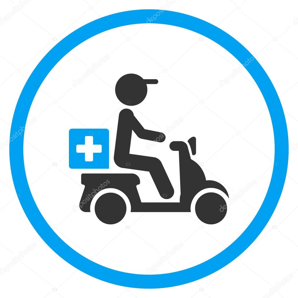 Drugs Motorbike Delivery Rounded Icon Stock Vector by ©ahasoft 97127444