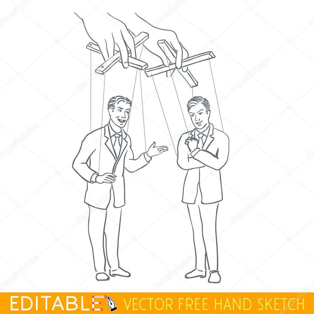Doll puppet manipulation. Editable vector icon in linear style — Stock ...