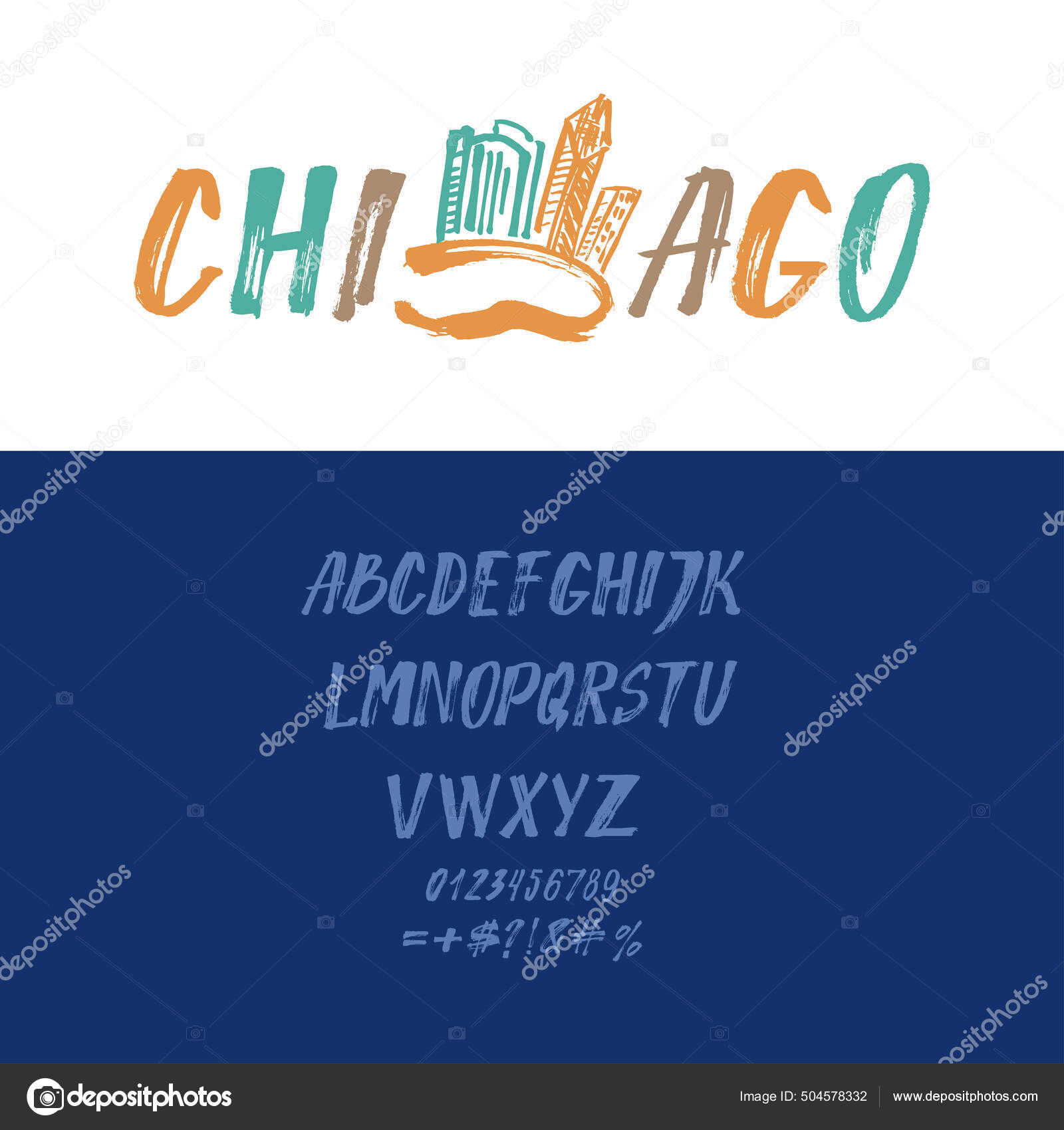 Brush font design, trendy alphabet letters and numbers vector ...