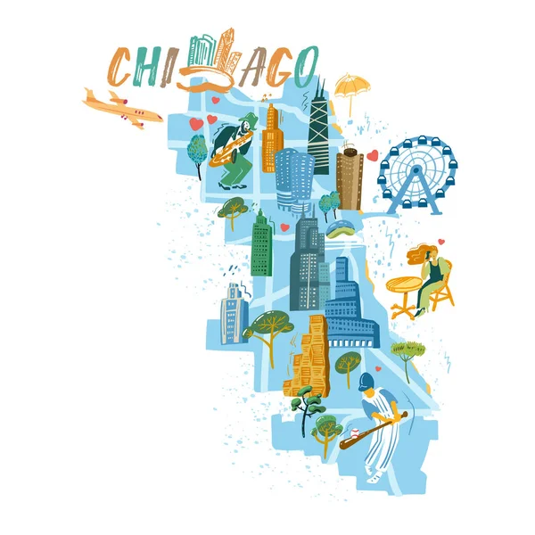 Chicago map cartoon Vector Art Stock Images | Depositphotos