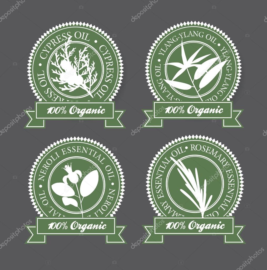 Set of green essential oils labels Stock Vector Image by ©Darya ...