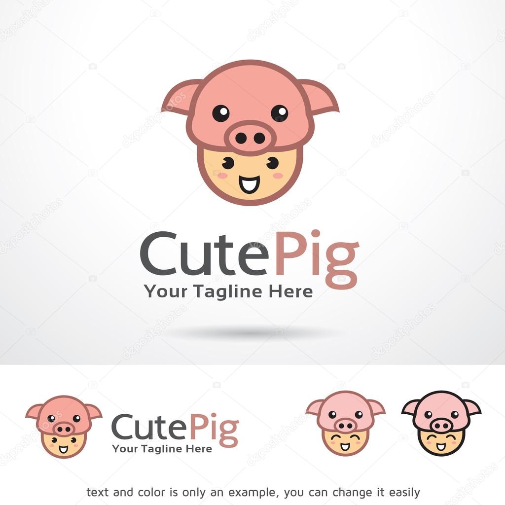 Cute Pig Logo Template Design Vector Stock Vector Image by ...