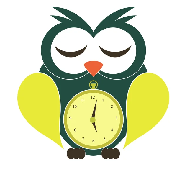 Cute wall clock owl sticker. Vector illustration — Stock Vector ...