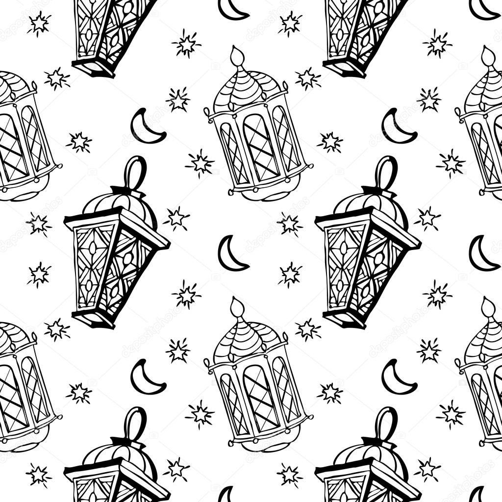 Different Arabic Lanterns or Fanous Seamless pattern — Stock Vector ...