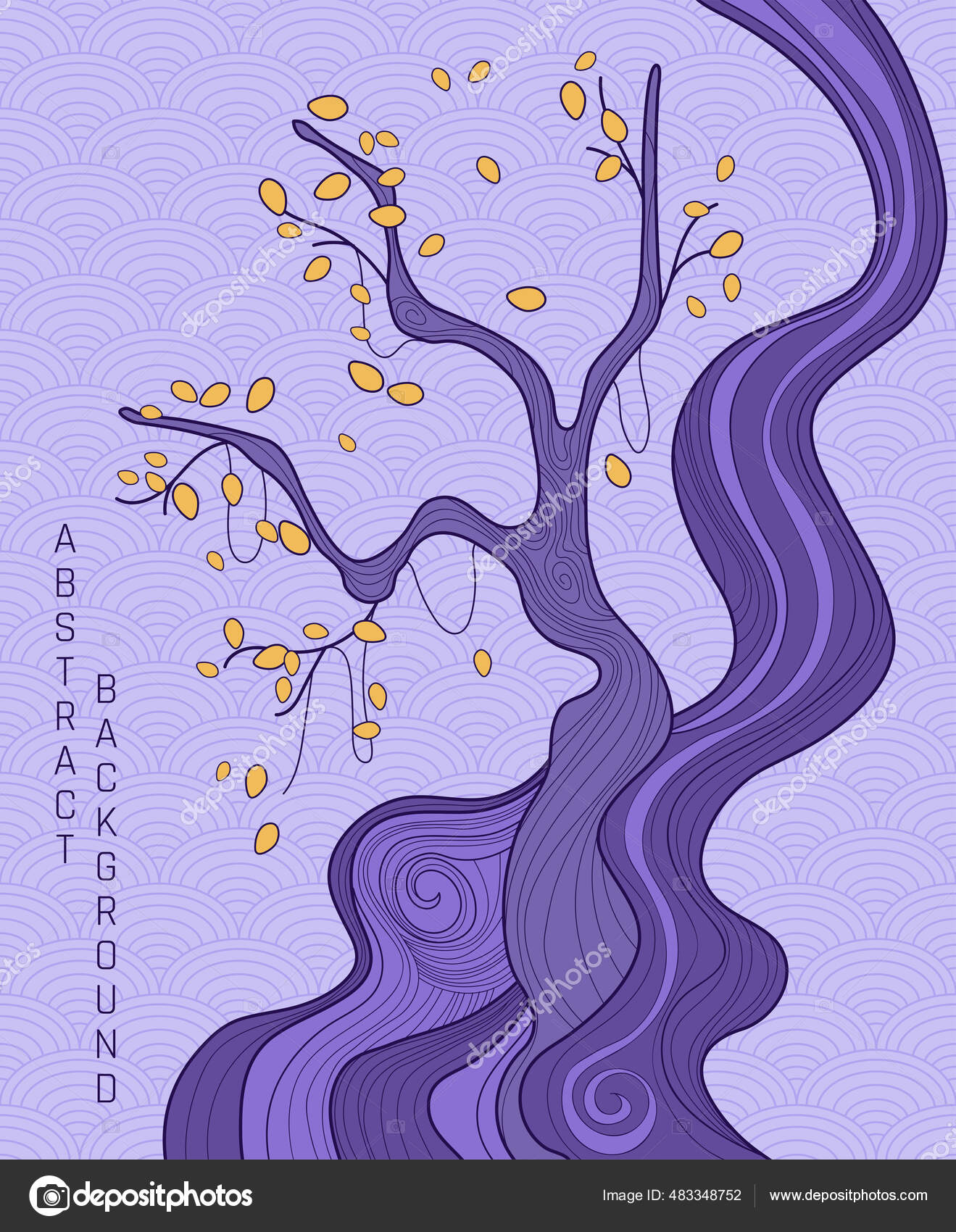 Simple Japanese Pattern Stylized Sakura Tree Vector Illustration Stock ...