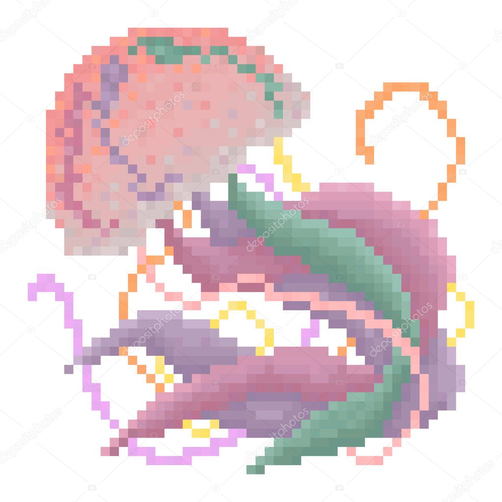 Pixel Art Vector Ilustración Una Medusa Colores Pastel Vector de stock ...