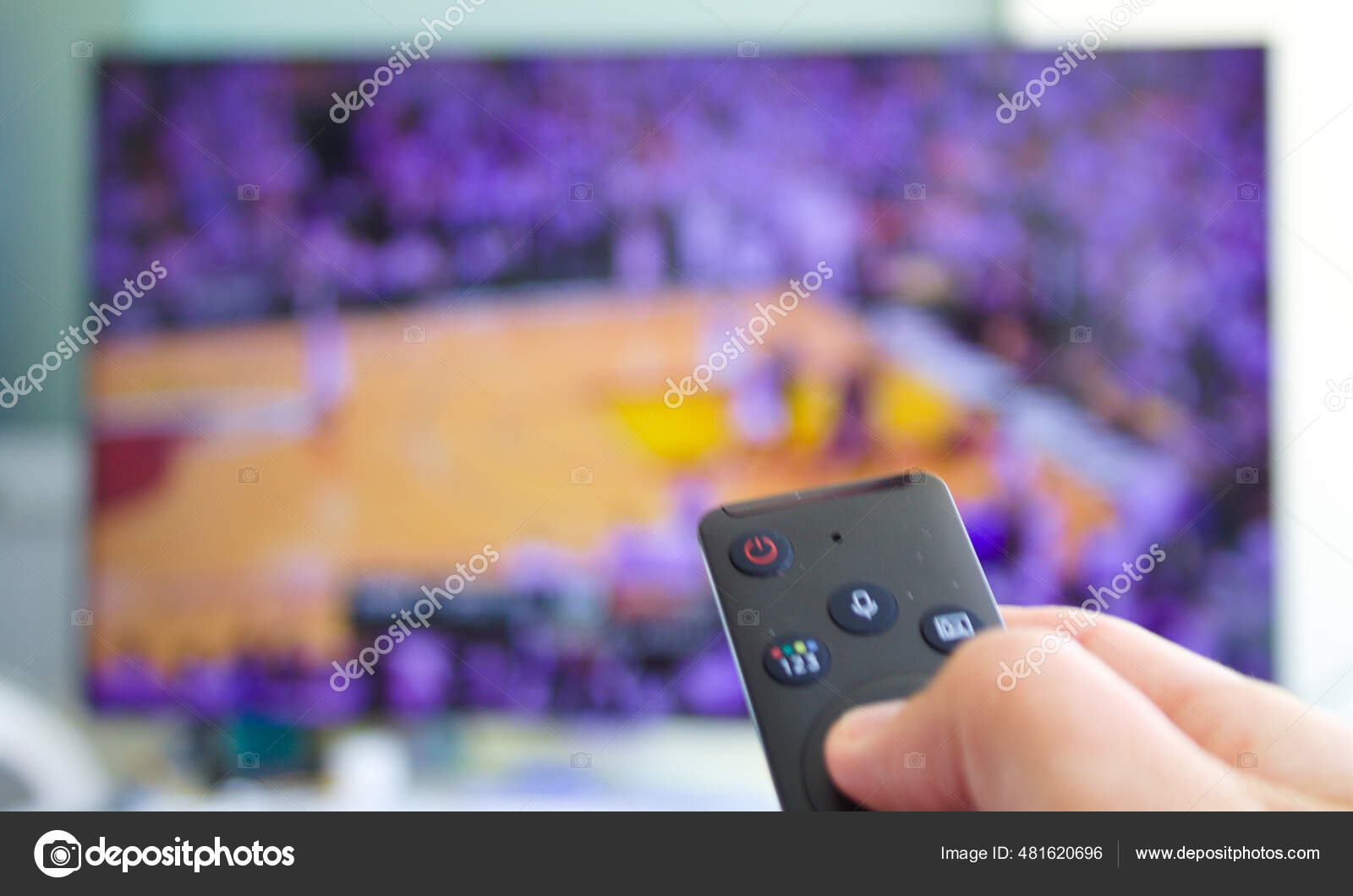 Caucasian Male Watching Television Resting Bed Switching Channels ...