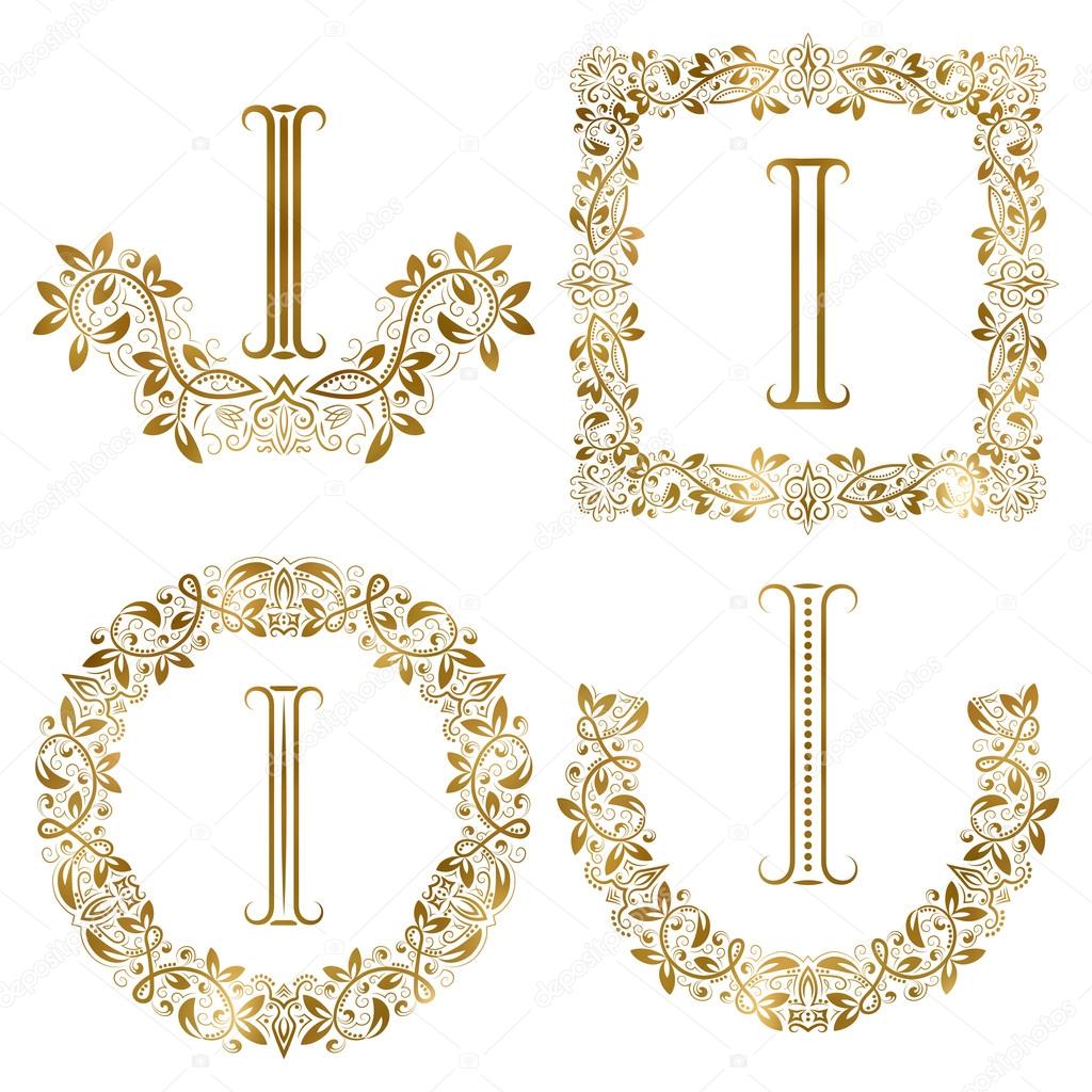 Conjunto De Monogramas Ornamentales De Letra I Dorada 2023