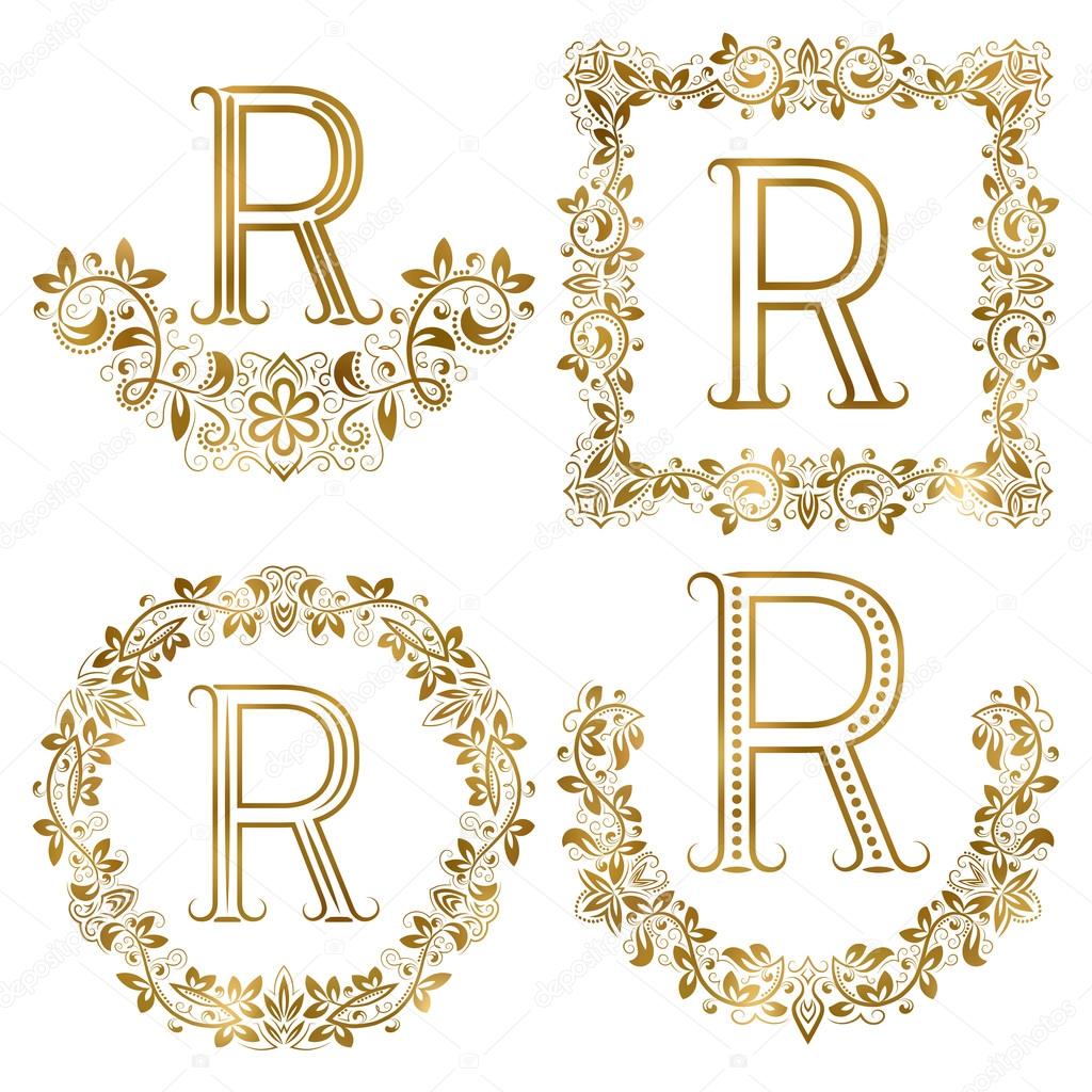 Golden R letter ornamental monograms set. Stock Vector Image by ...