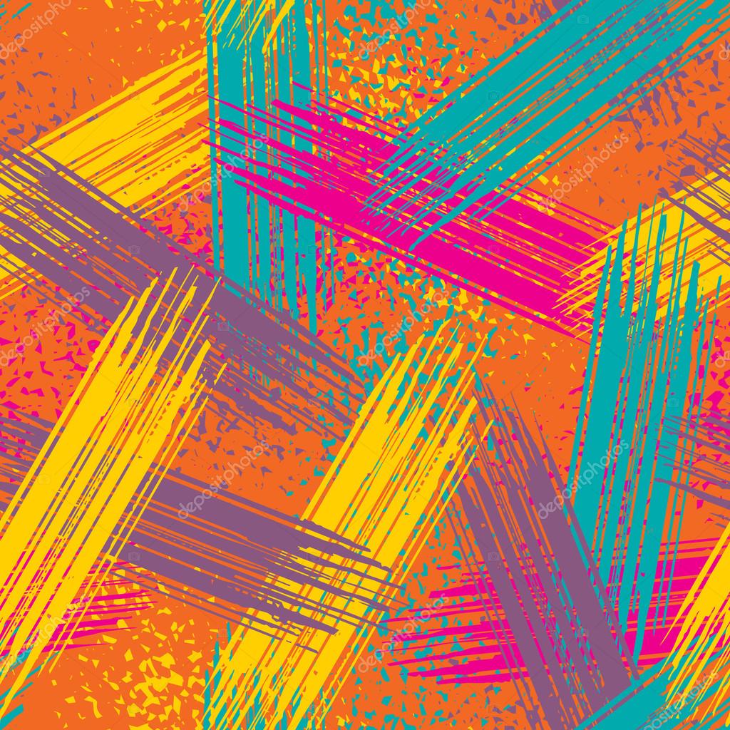 Abstract grunge seamless chaotic pattern with brushstrokes, blots ...