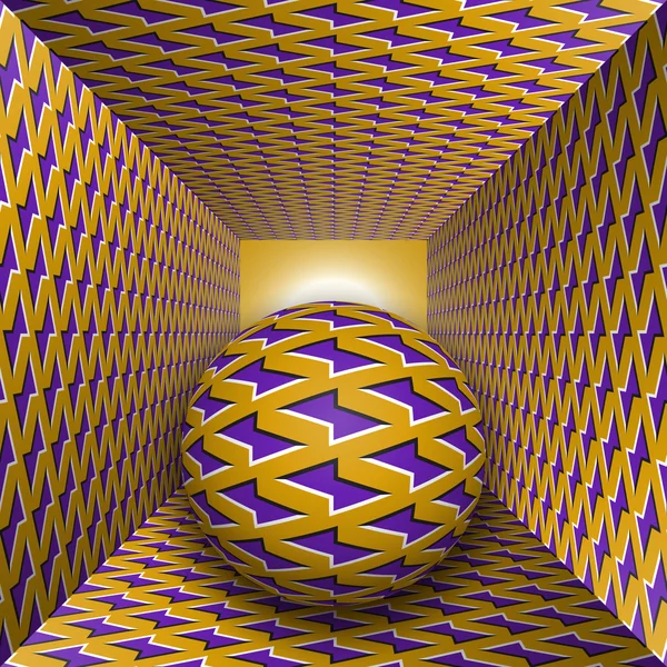Optical illusion vector illustration. Sphere soaring above the surface ...
