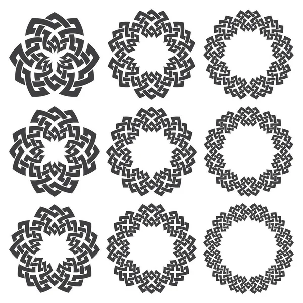 Nine circular decorative elements with stripes braiding Stock Vector by ...