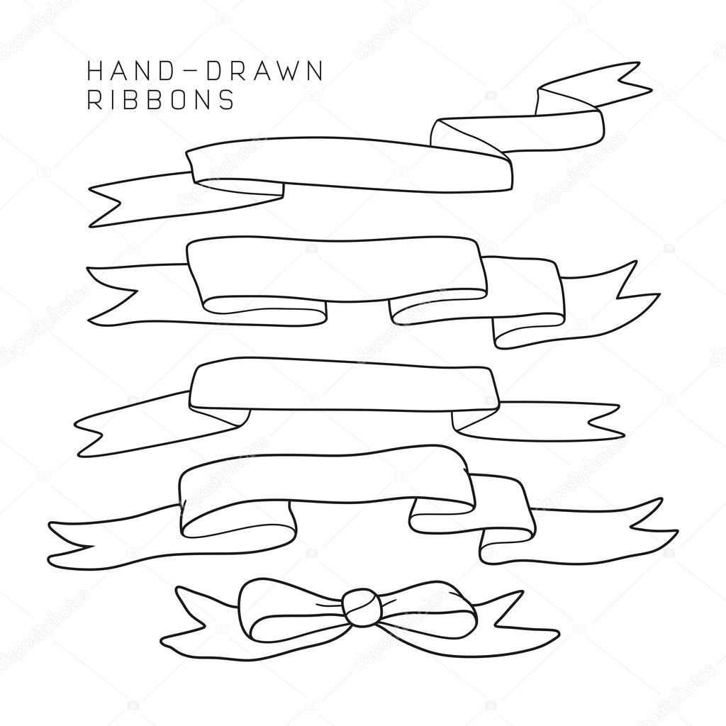 Set of hand drawn ribbons — Stock Vector © aiymdesign #80014344