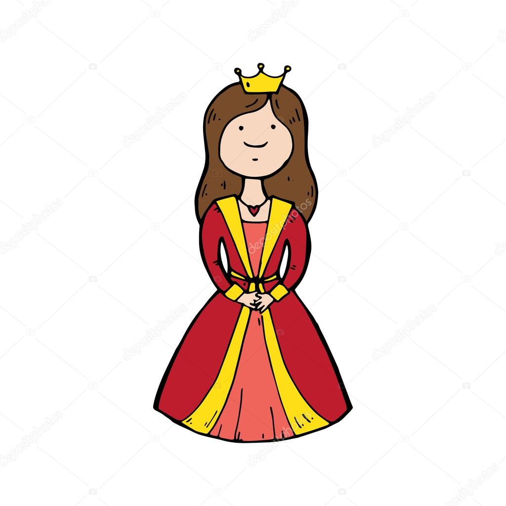 Reina con una corona en estilo de dibujos animados vector, gráfico ...