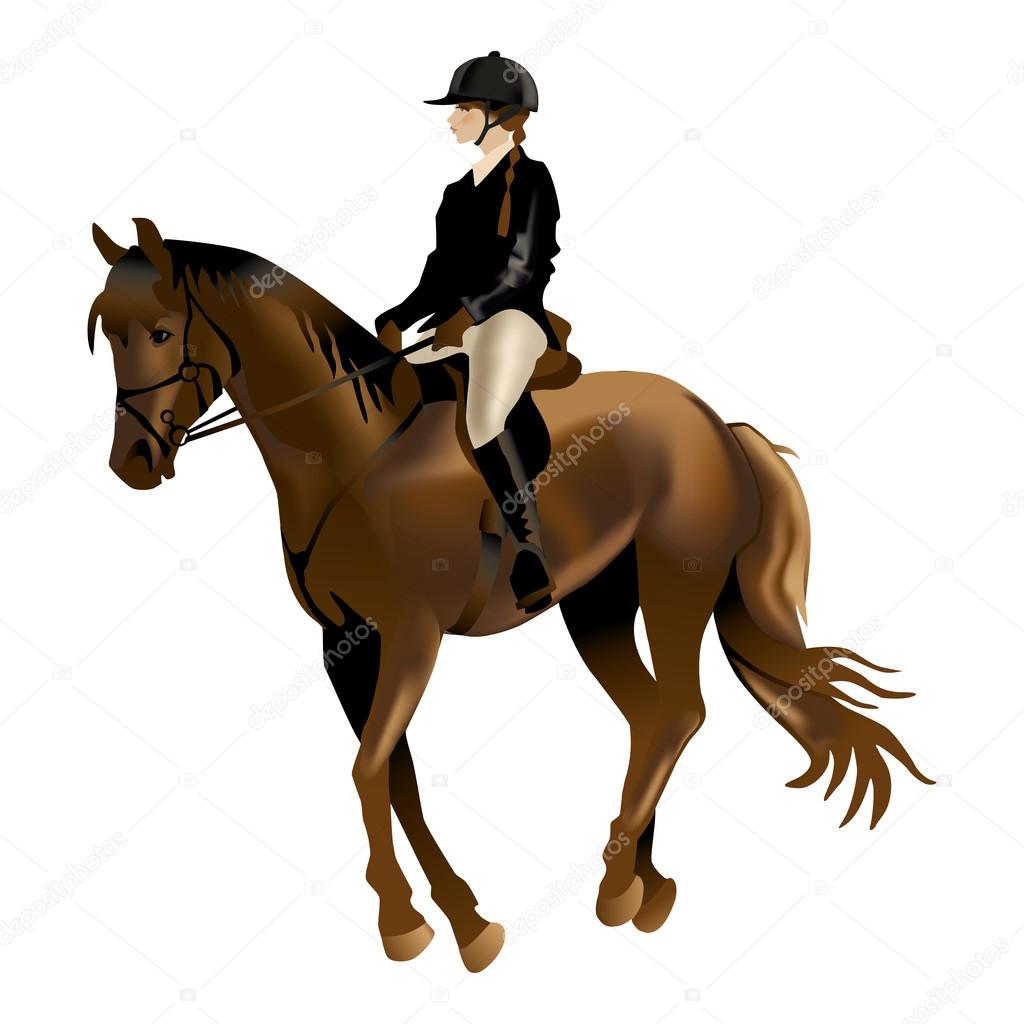 Horse Rider Woman. Realistic vector illustration Stock Vector Image by ...
