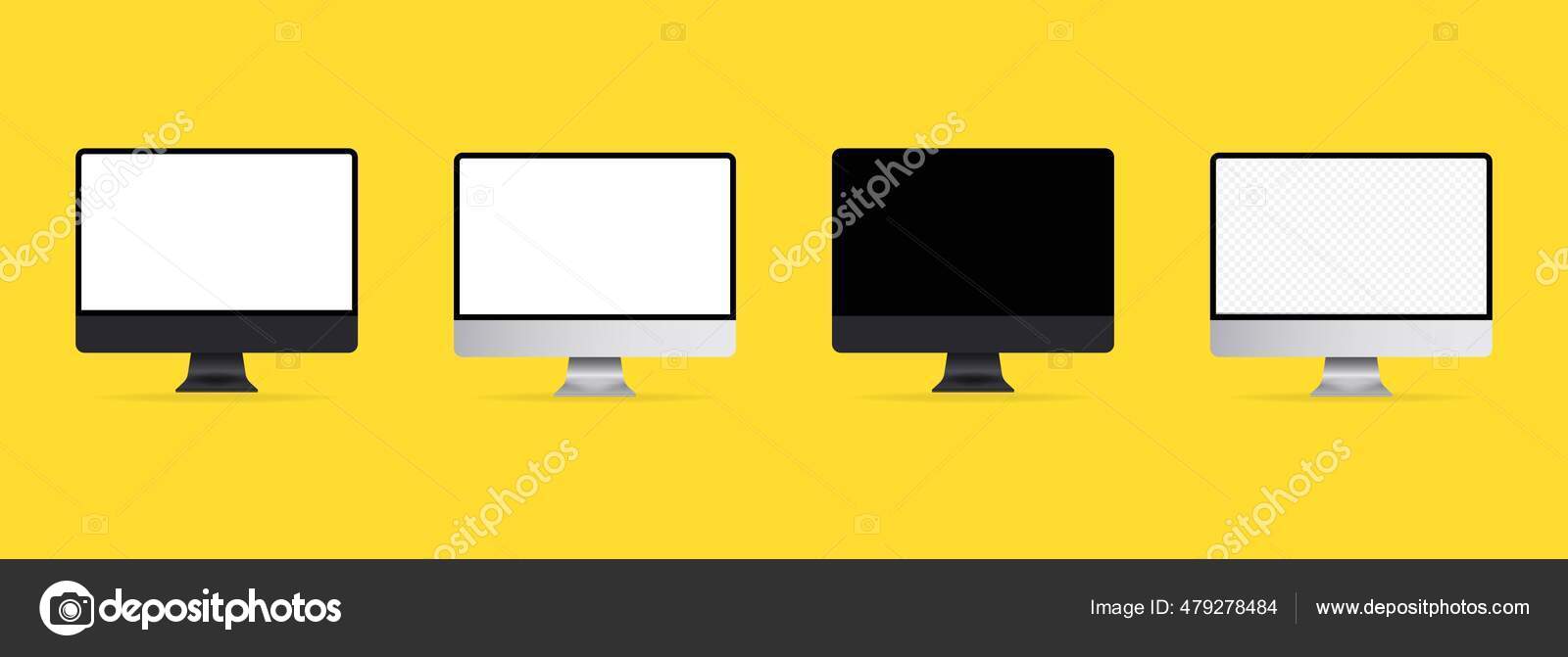 Datormonitormockup Uppsättning Datorskärm Realistiska Datorskärmar ...