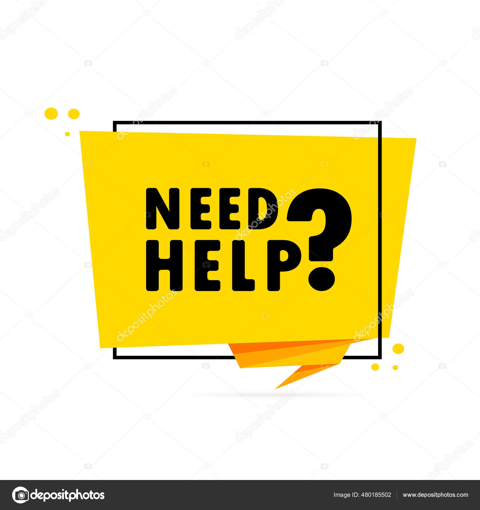 Need Help Origami Style Speech Bubble Banner Poster Text Need Stock ...