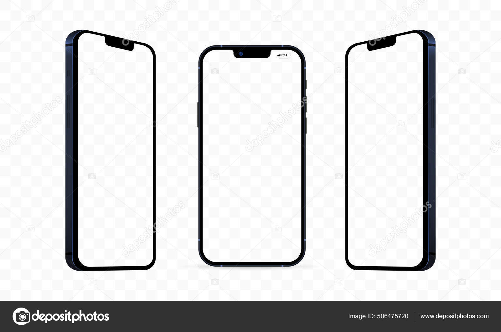 New Iphone Pro Max Pro Mini Mock Screen Iphone Back Stock Vector by ...