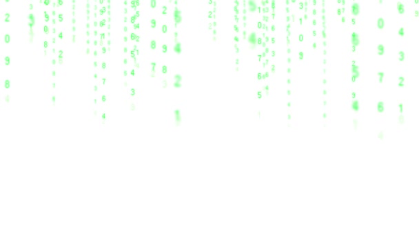 A Matrix code falling orbiting white screen background numbers push out ...