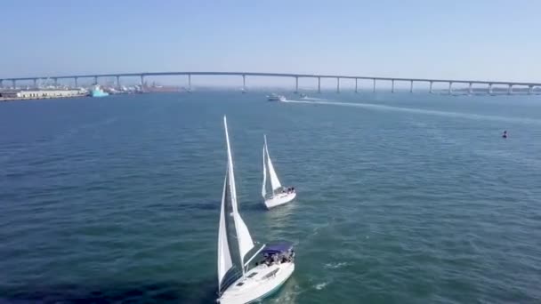 Rotating shot on two Sailboats in San Diego Bay — Stock Video ...