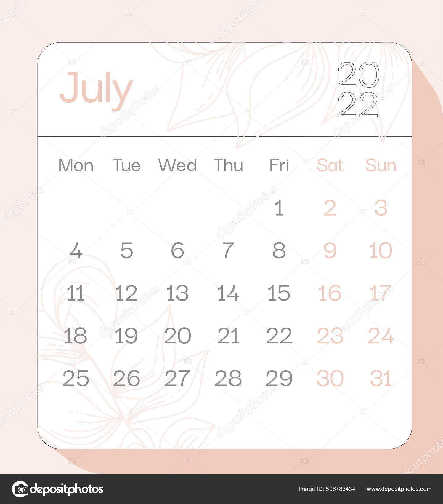 July 2022 Calendar Printable
