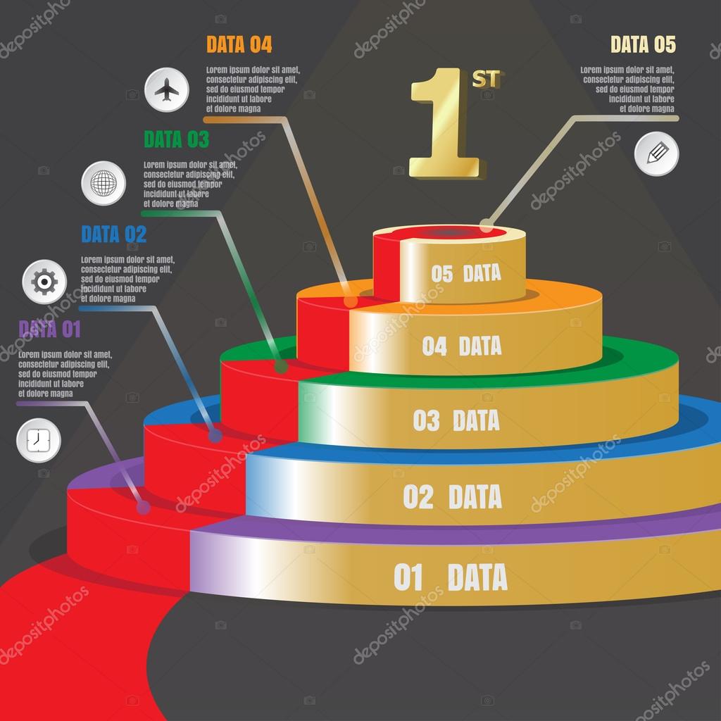5 Stair/platform strategy steps — Stock Vector © SceneNature #109697984