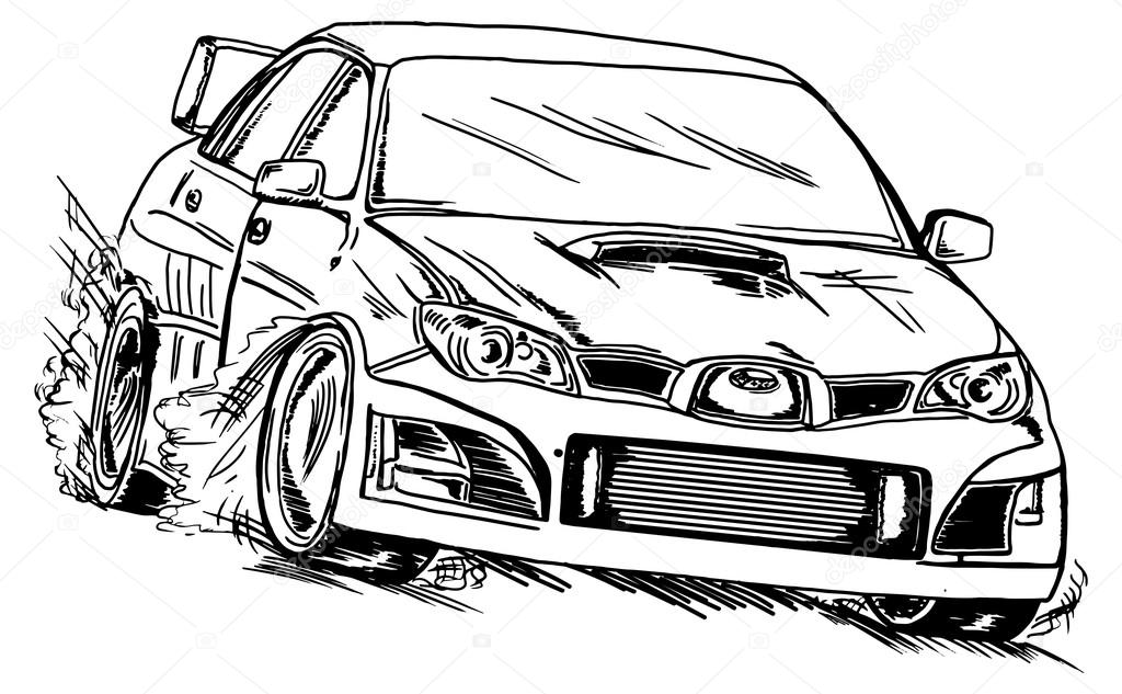 Sketsa hitam putih dari mobil balap sport Vektor Stok oleh ...