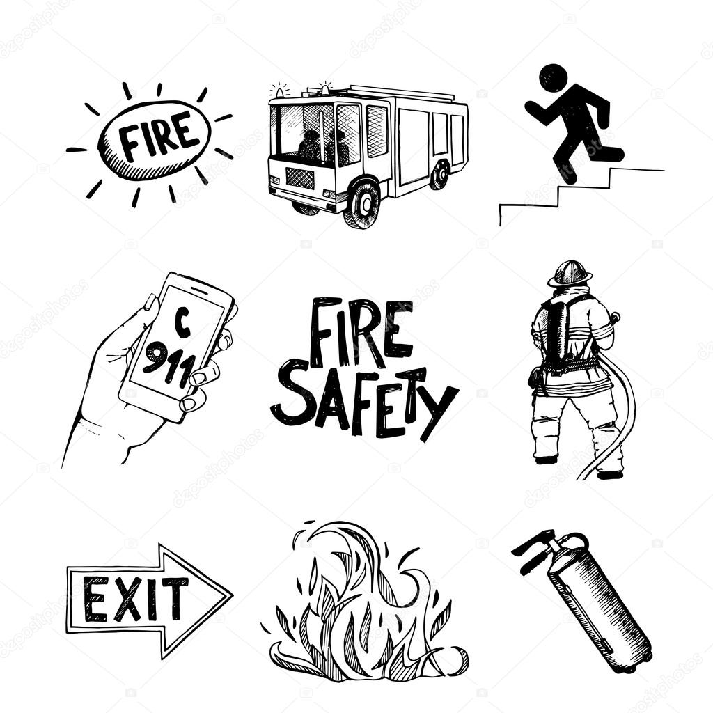 Fire Safety Clip Art Black And White