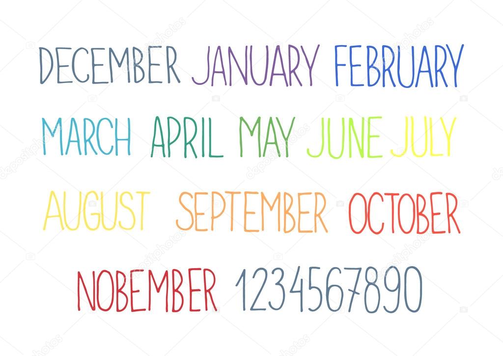 Month names and numbers Stock Vector by ©Olga_Bonitas 95785876
