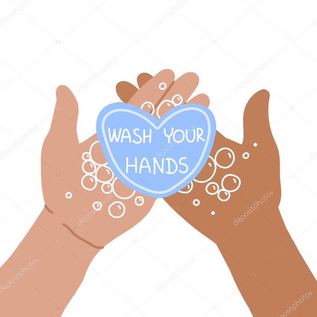 Lávate las manos. Lavarse las manos con jabón. Lávate las manos con ...