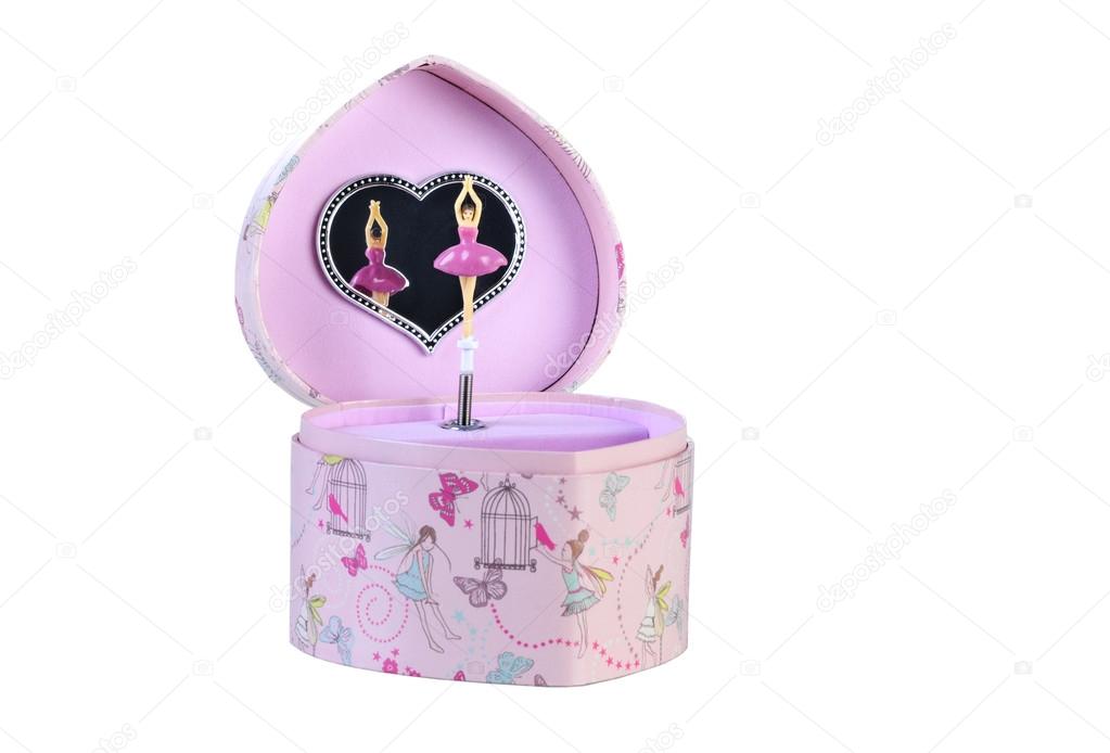 Music box with mirror and with a ballerina isolated on white bac Stock ...