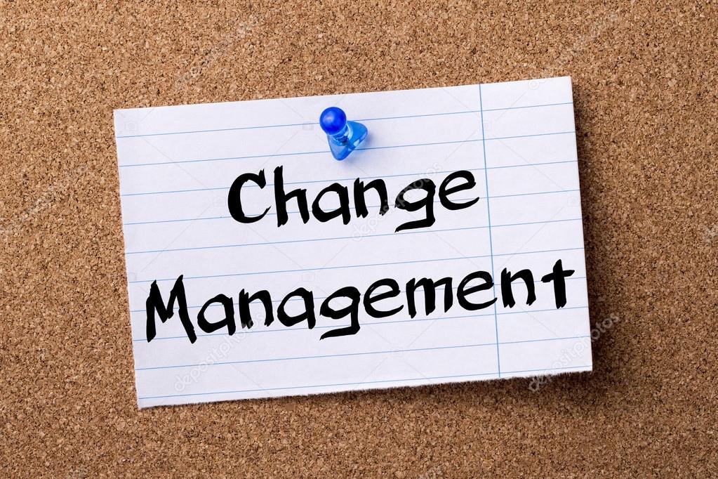 Change Management - teared note paper pinned on bulletin board Stock ...