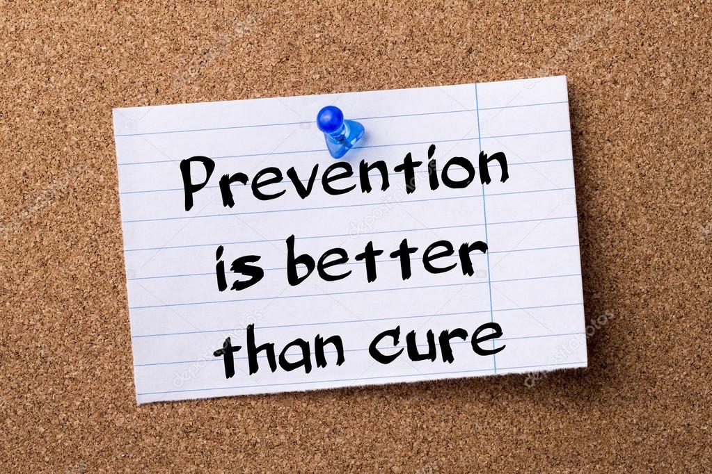 Prevention is better than cure - teared note paper pinned on bu — Stock ...