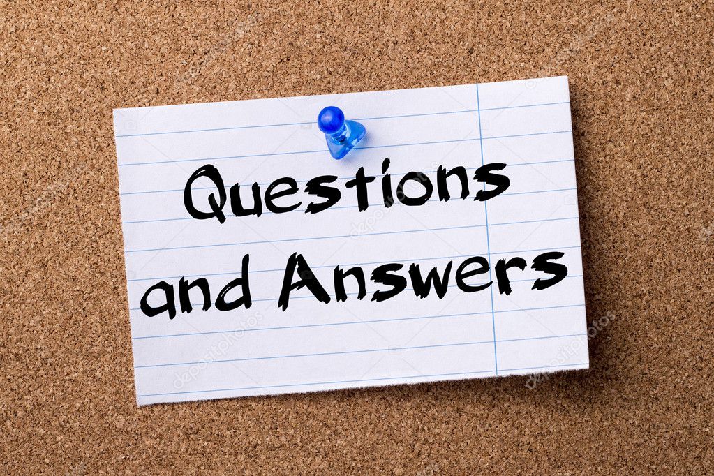 Questions and Answers - teared note paper pinned on bulletin bo — Stock ...