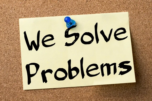 Troubleshooting - adhesive label pinned on bulletin board — Stock Photo ...