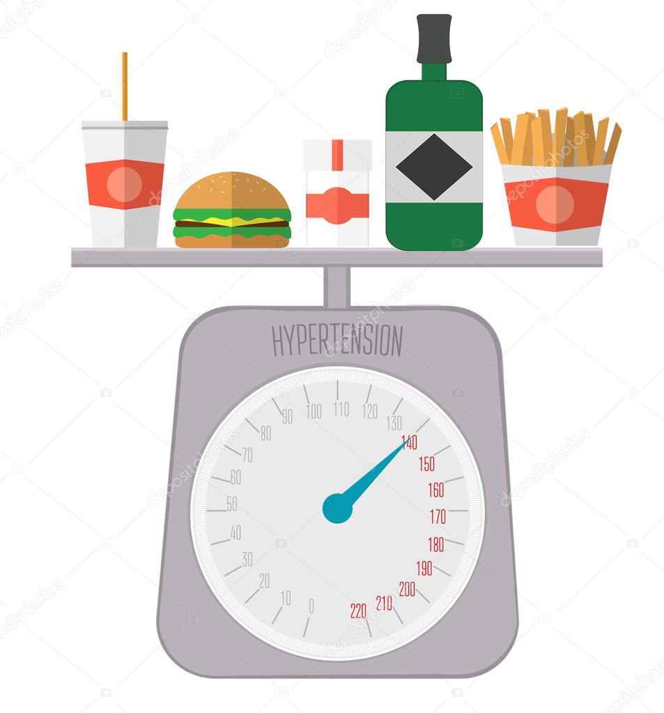 Ilustración de alcohol, comida chatarra y cigarrillos como primos de la ...