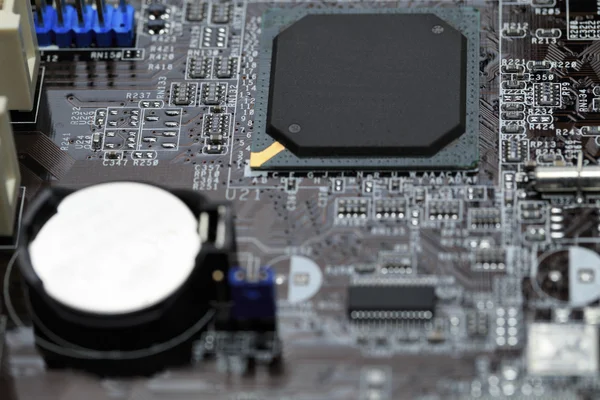 Mainboard computer hardware electronics detail — Stock Photo ...