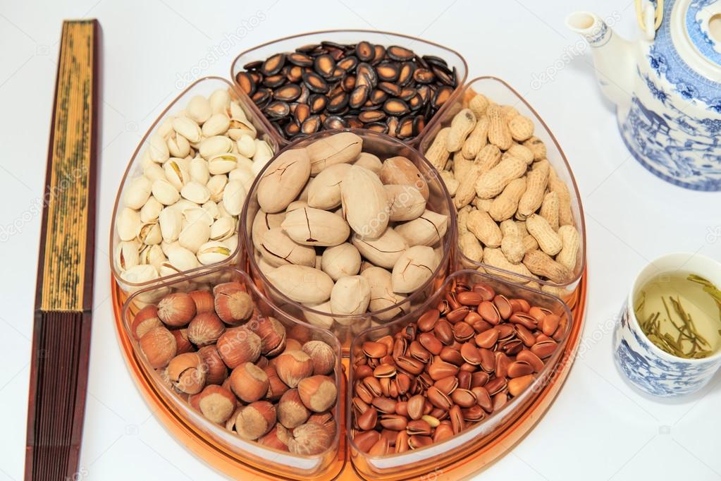 Many varieties of dried fruit — Stock Photo © badboydt7 #99534288