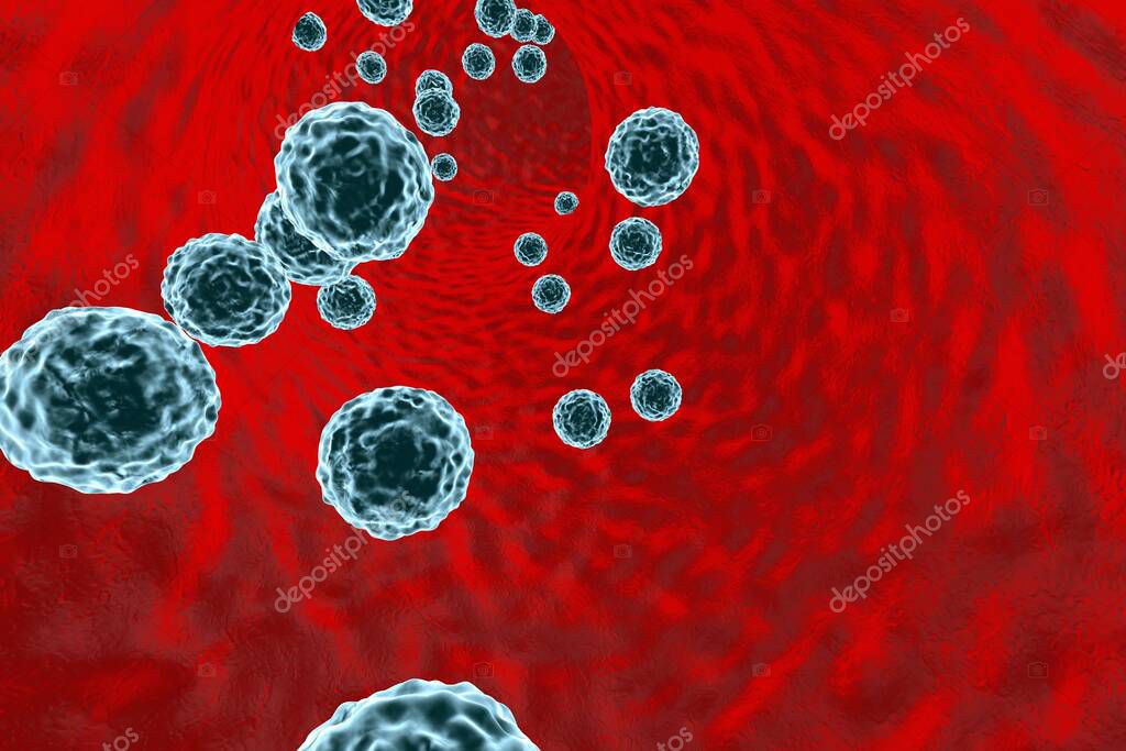 Virus en la sangre. Infección viral generalizada, ilustración 3D 2024