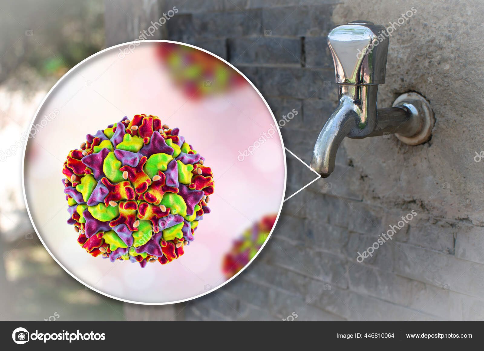 Safety Drinking Water Concept Illustration Showing Polio Viruses ...