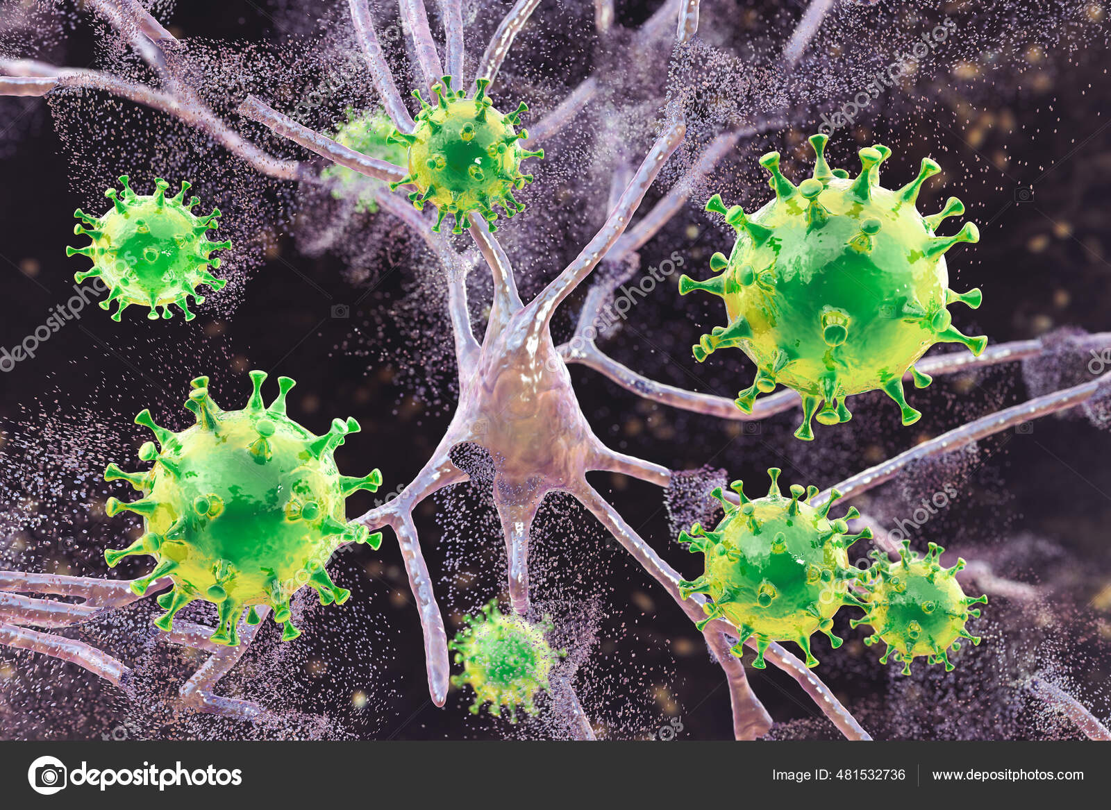 Viruses Infecting Neurons Neuronal Destruction Concept Brain Infection ...